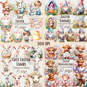 600+ Watercolor Easter Clipart Bundle Easter Bunny Graphics Nursery ...