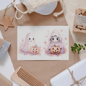 Watercolor Cute Ghost Clipart Halloween Clipart Bundle Cute Pink Ghost ...