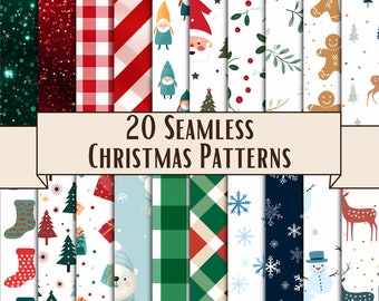 Christmas Digital Paper, Holiday Scrapbook Papers, Christmas Tree ...
