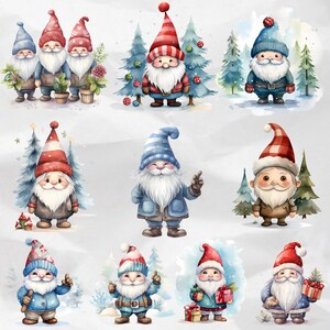 Watercolor Winter Gnome Clipart Festive Gnomes Clipart Adorable Gnome ...