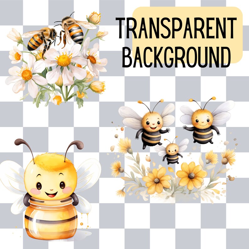 Watercolor Honey Bee Clipart Spring Garden Bee PNG and Honey Drips ...