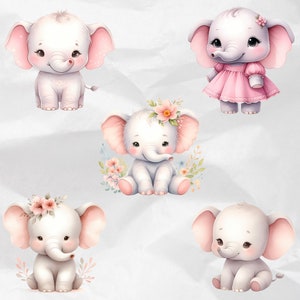 15 Baby Elephant Clipart Pink Elephant PNG Bundle Baby Shower Cute ...