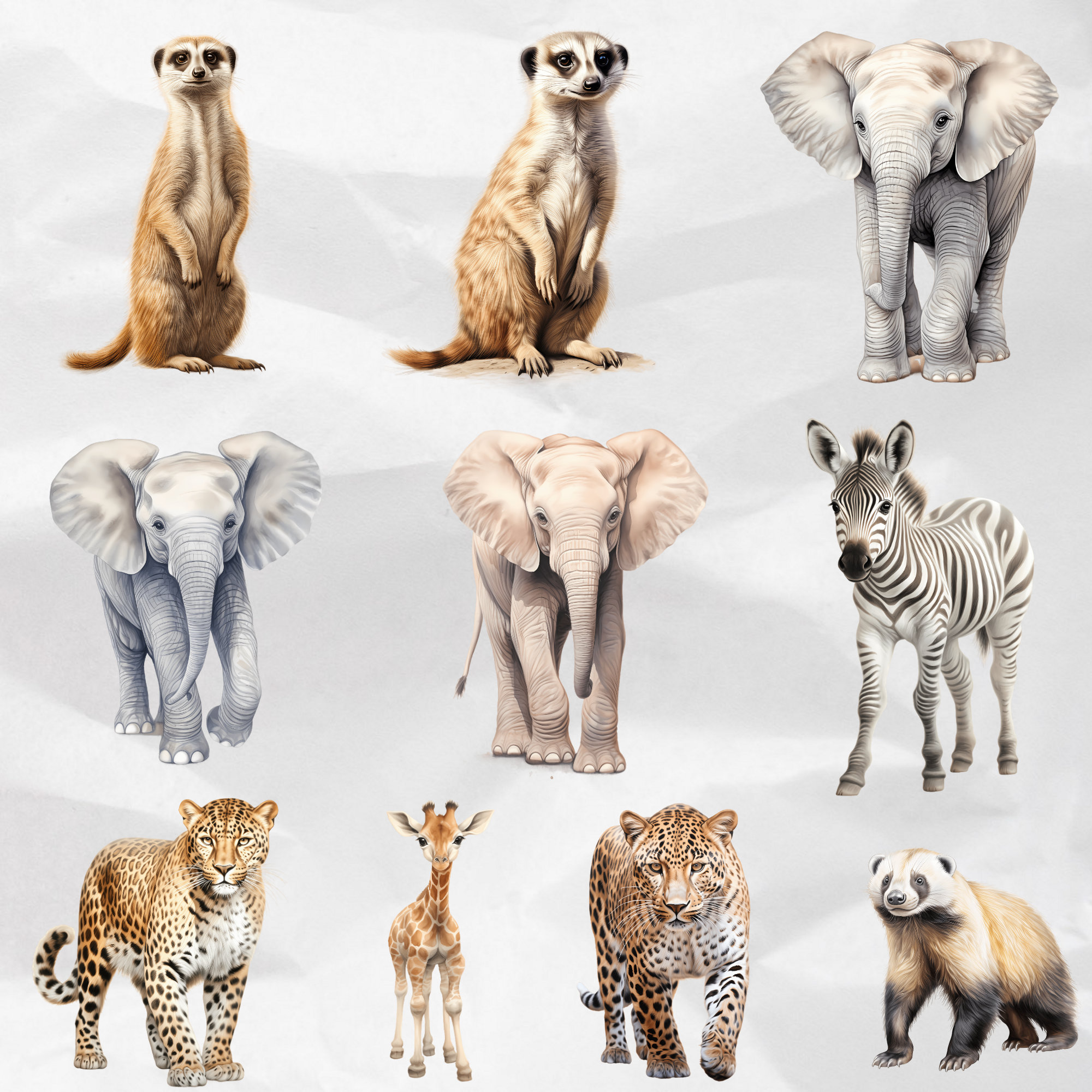 Watercolor Safari Animals Clipart Safari Baby Animals Jungle Animals ...