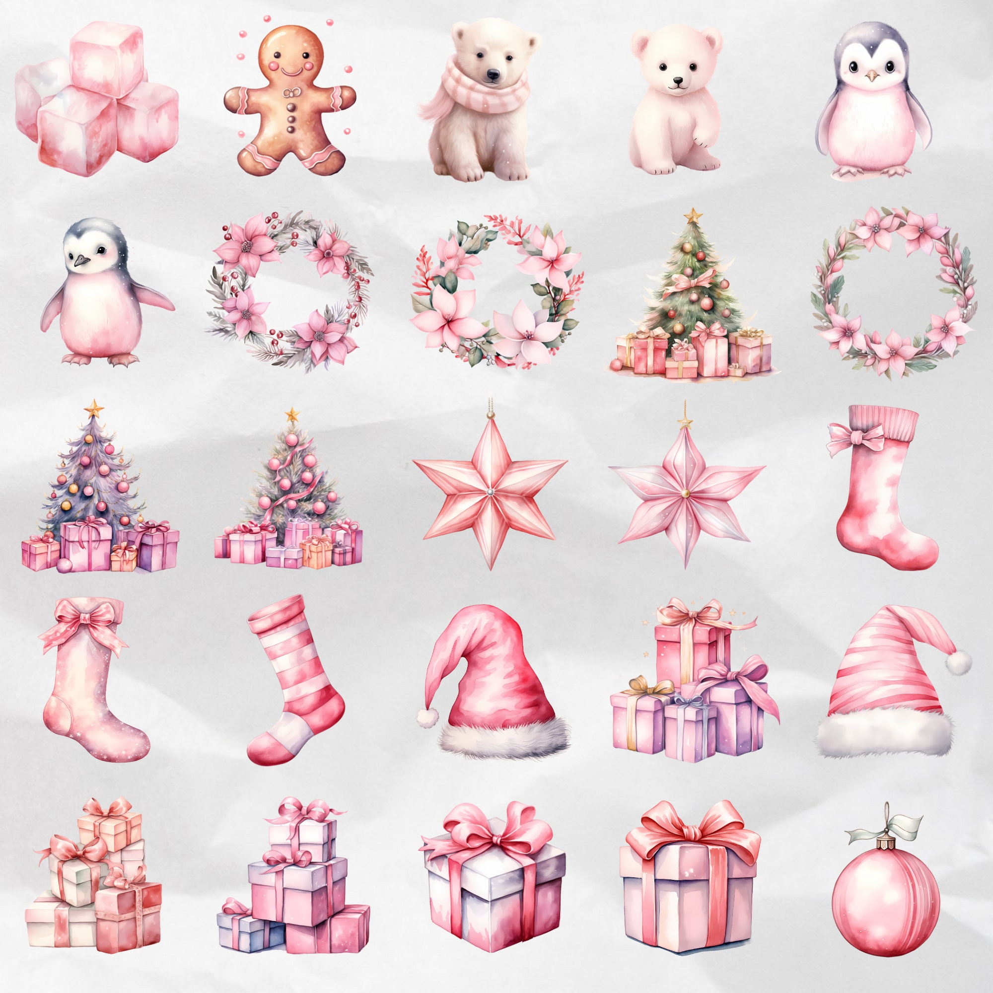 Pink Tis the Season Christmas PNG Clipart Watercolor Xmas Clipart ...