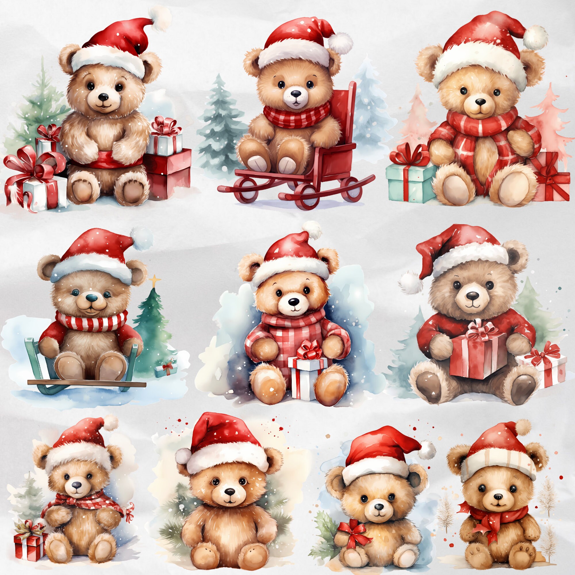 Cute Christmas Teddy Bear PNG Clipart - Adorable Holiday Graphics for ...