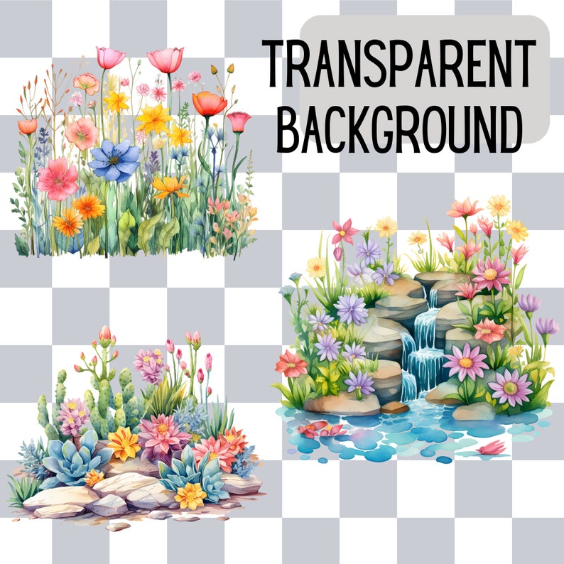 Watercolor Spring Gardens Clipart Spring Garden Graphics Garden Clipart ...