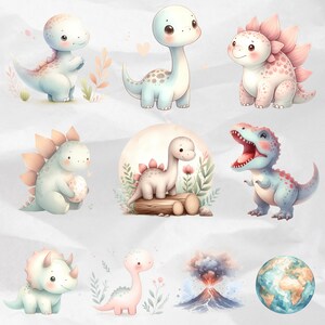 Watercolor Dinosaur Clipart Baby Dinosaur PNG Birthday Party Decor Baby ...
