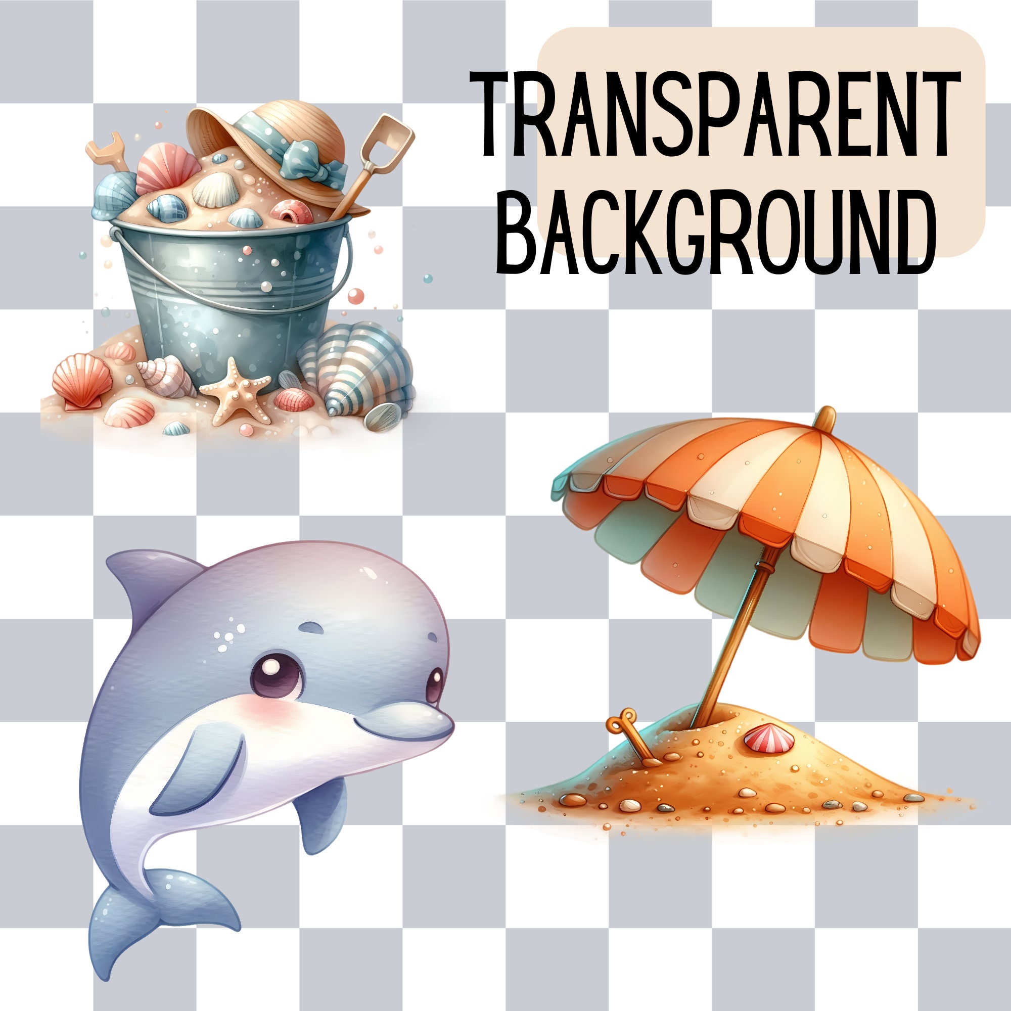 Watercolor Nautical Clipart Beach PNG Clipart Coastal Decor Summer ...