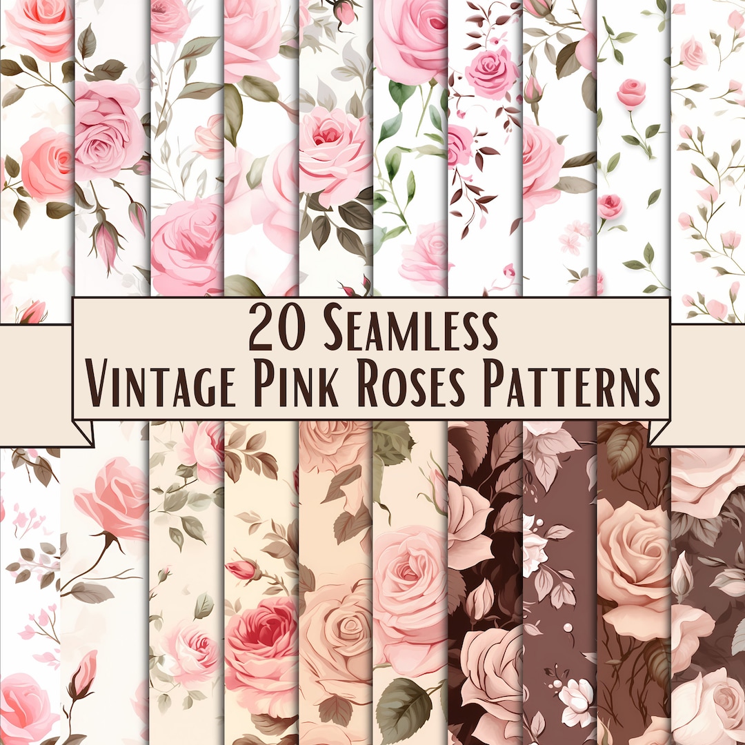 Vintage Watercolor Pink Roses Digital Paper Seamless Roses Pattern ...