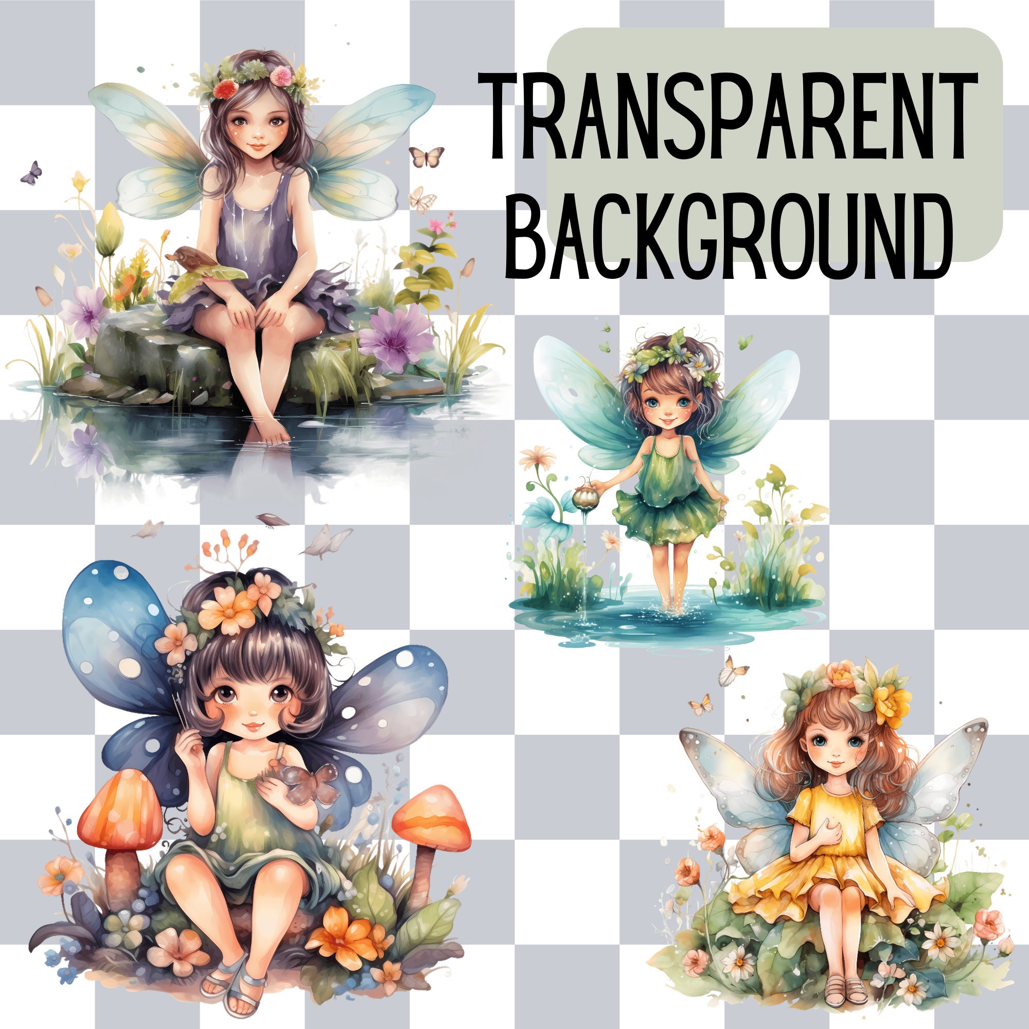 Watercolor Fairy Garden Clipart With Fairy Tale Designs Enchanted ...