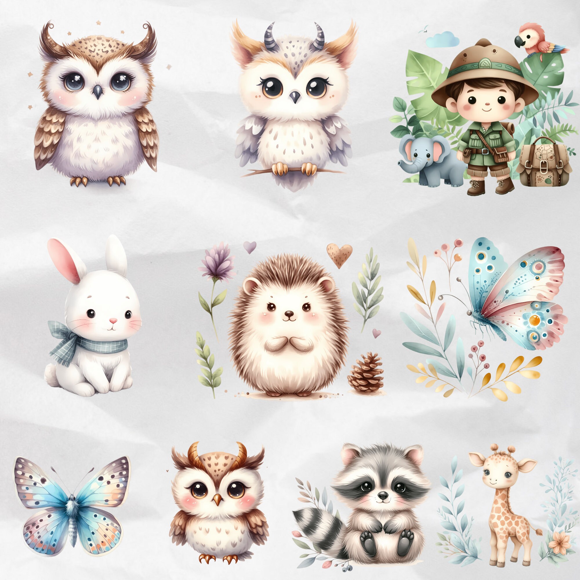 Woodland Animals Nursery Clipart Cute Watercolor Animals Clipart ...