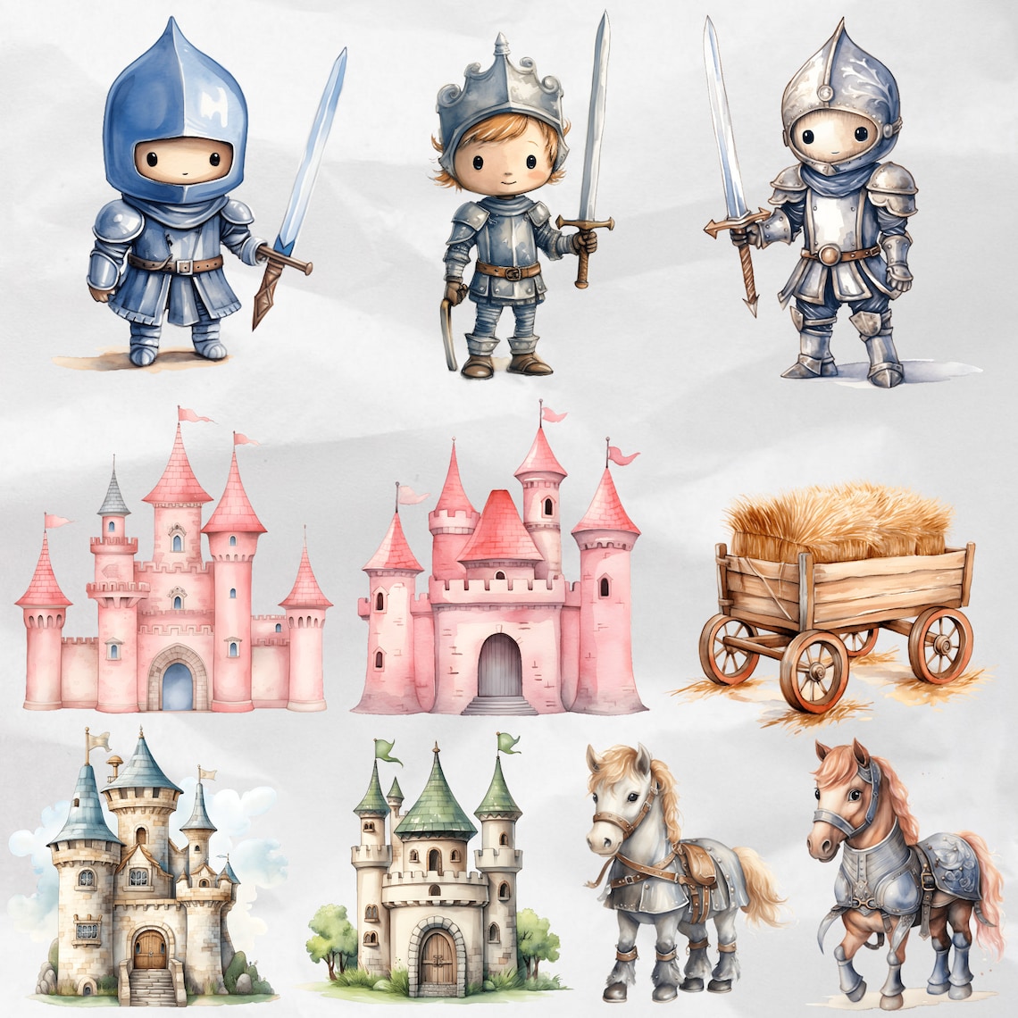 Watercolor Medieval Clipart Little Princess Clipart Watercolor Princess ...