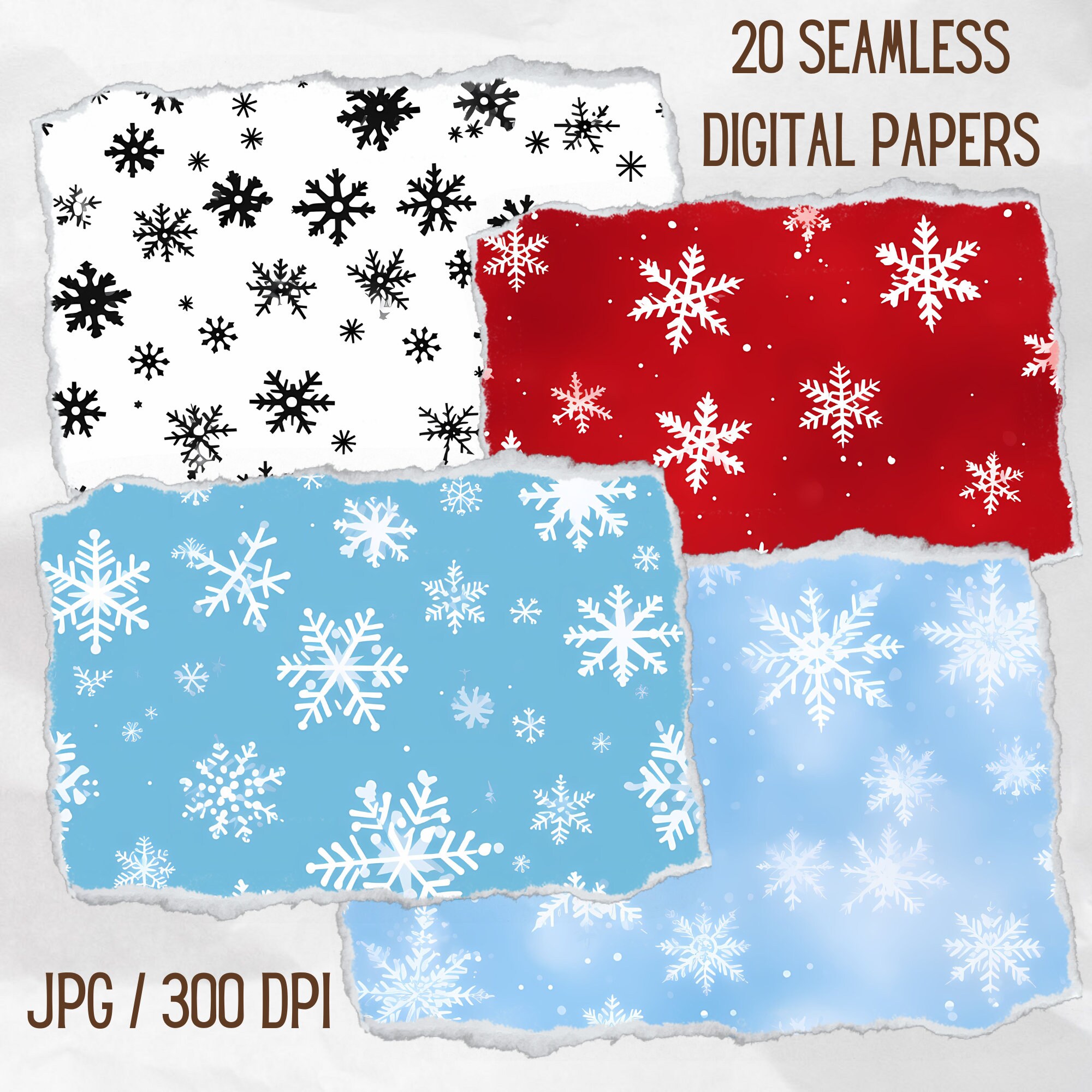 20 Winter Snowflake Digital Pattern Seamless Winter Patterns ...