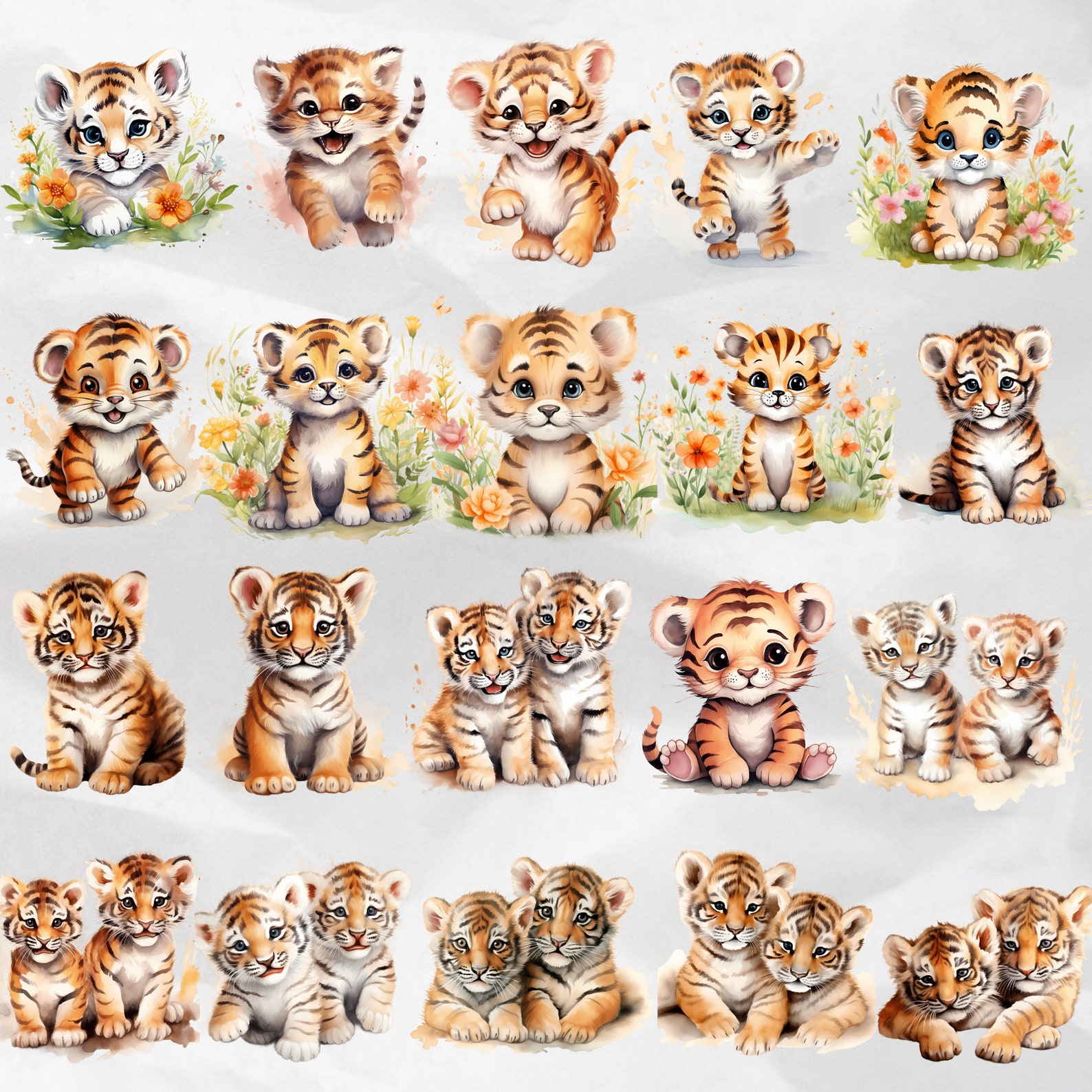 Cute Baby Tiger Clipart Watercolor Baby Tiger PNG Watercolor Animal ...