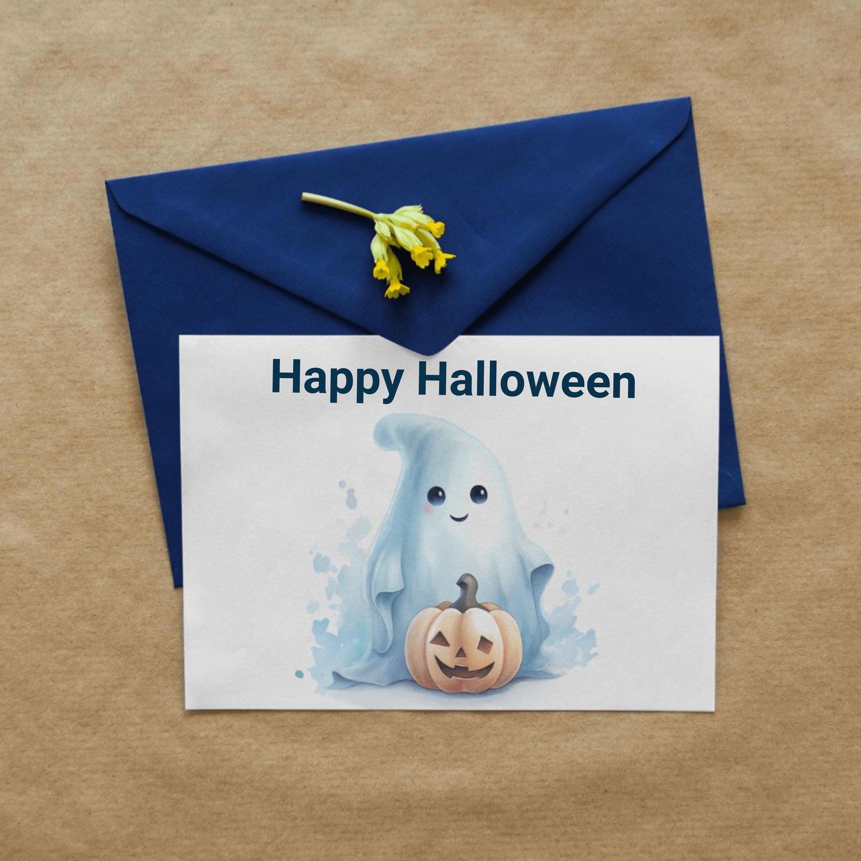 Watercolor Cute Ghost Clipart Halloween Clipart Bundle Cute Blue Boy ...