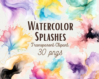 Watercolor Splash Clipart Pastel Watercolor Splashes PNG Alcohol Ink ...