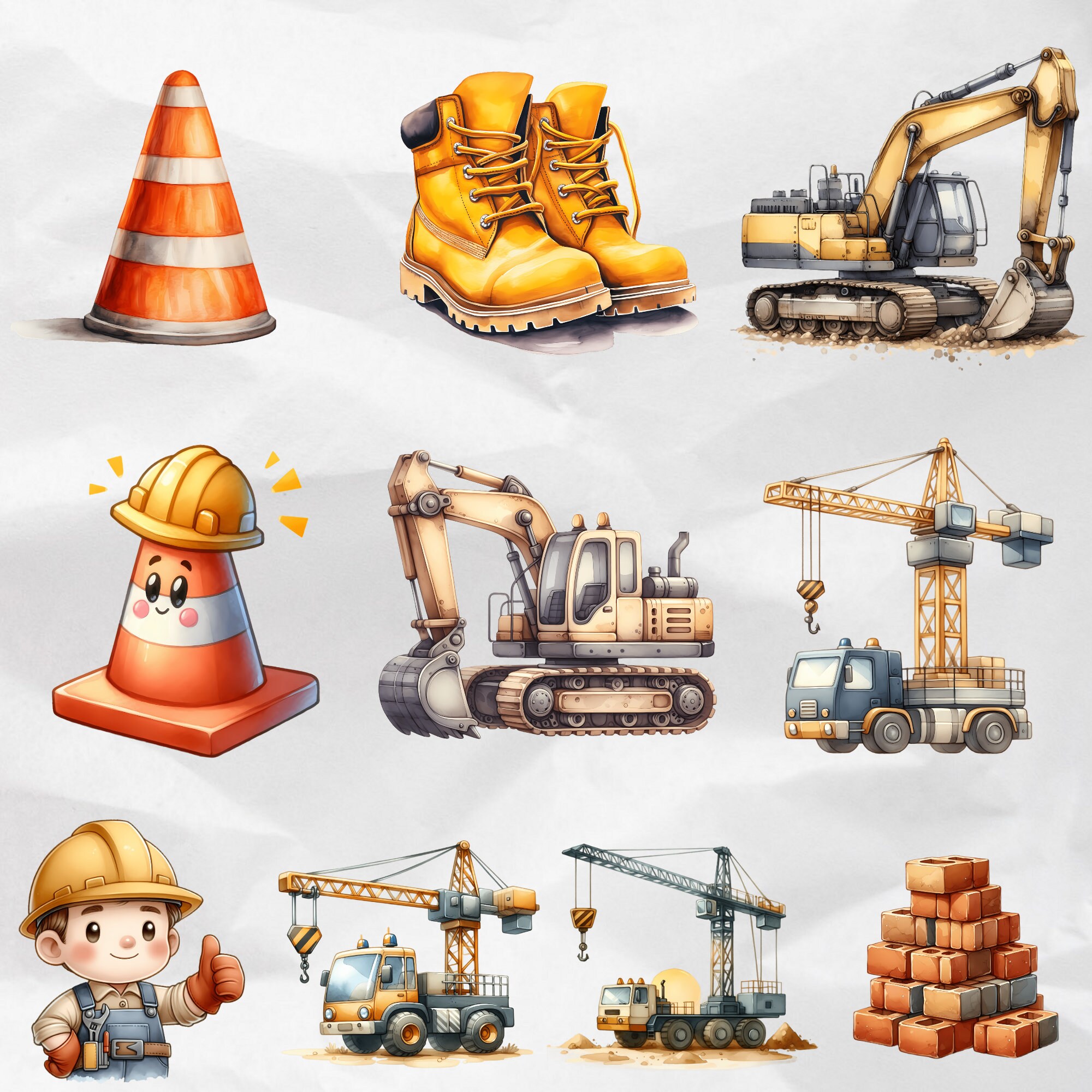 Watercolor Construction Clipart PNG Construction Vehicles Clipart ...