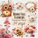 Watercolor Autumn Flower Clipart Floral Fall PNG Watercolor Fall ...