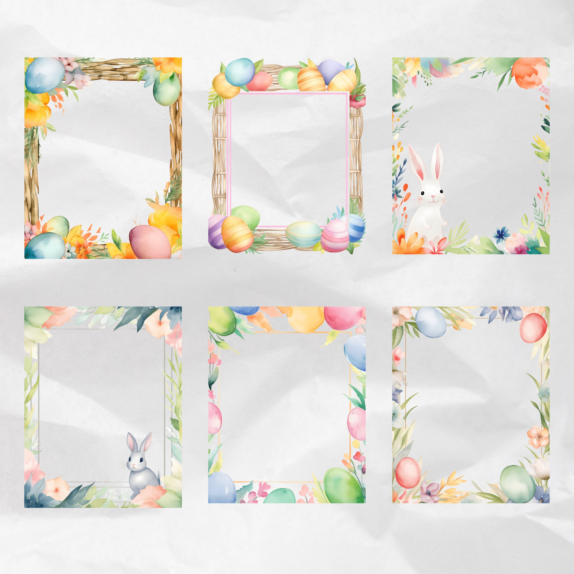 Watercolor Easter Frames Clipart Floral Border Clipart Floral Easter ...