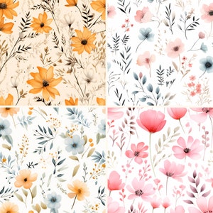 Watercolor Wild Blooms Pattern Floral Digital Paper Floral Seamless ...