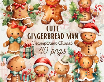 Gingerbread Man Clip Art - Watercolor Christmas Gingerbread Man PNG ...