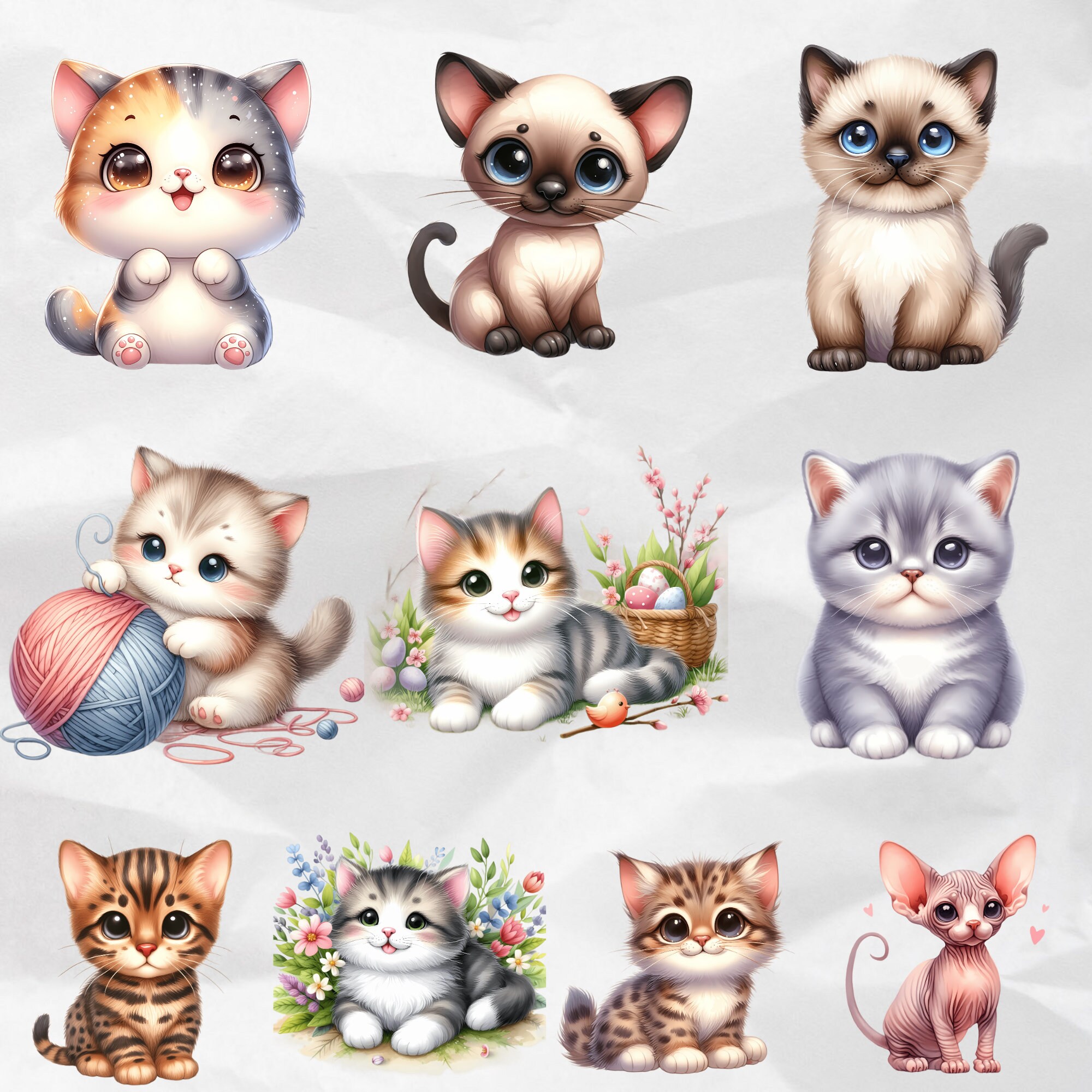 Watercolor Cat Clipart Cute Cats PNG Cute Animals Clipart Nursery Cat ...