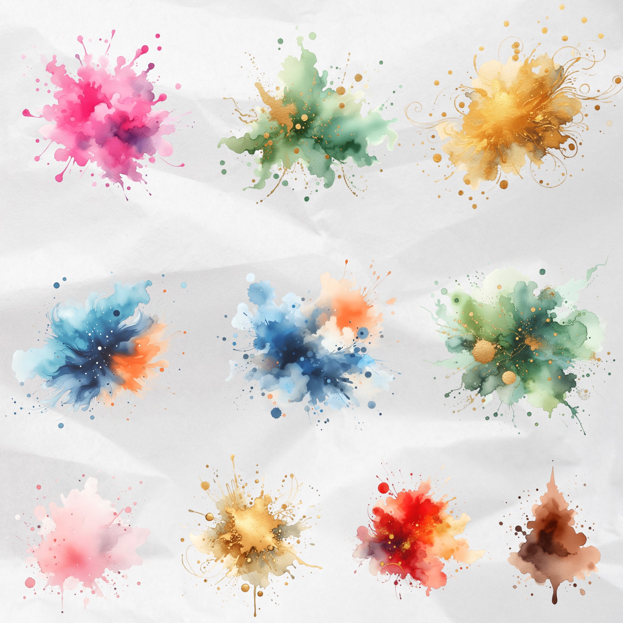 Watercolor Color Splash Clipart PNG Paint Splatter Clipart Alcohol Ink ...