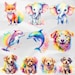 Watercolor Rainbow Animals Clipart Colorful Animals Designs Cute ...