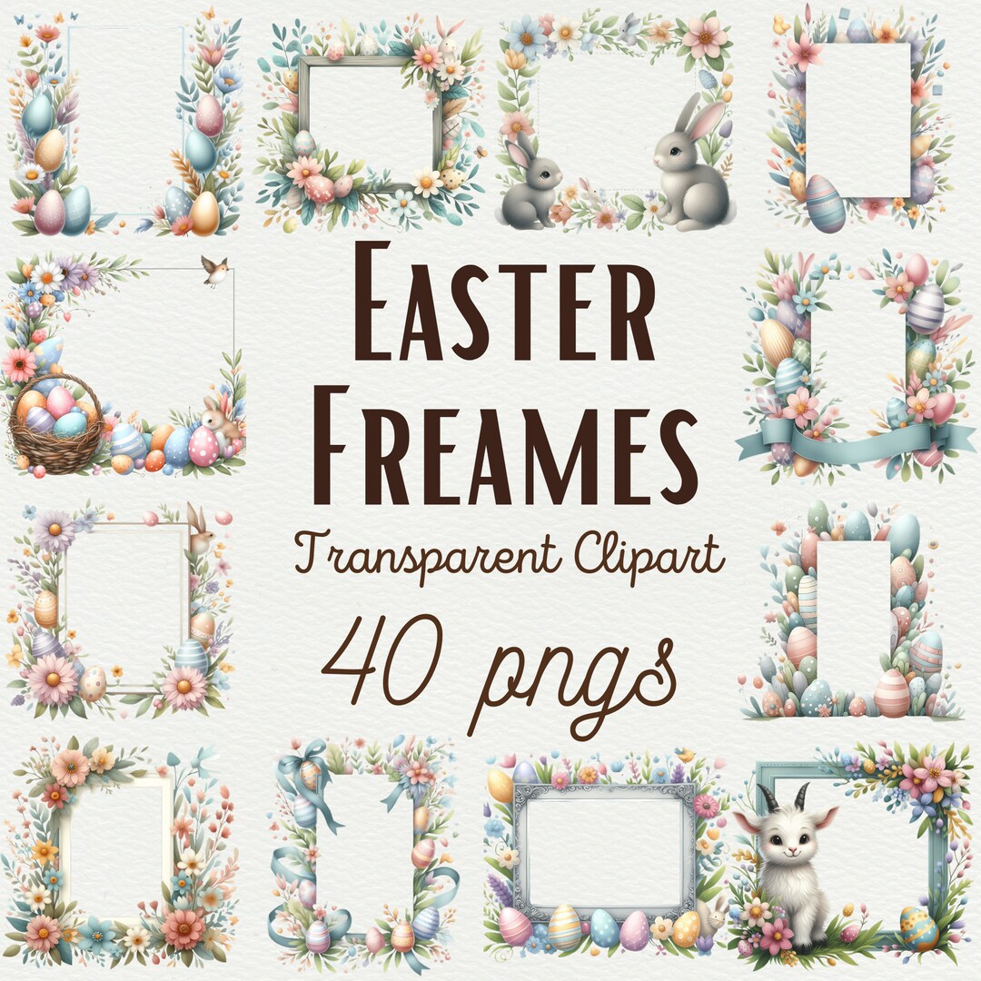 Watercolor Easter Frames Clipart Floral Border Clipart Floral Easter ...