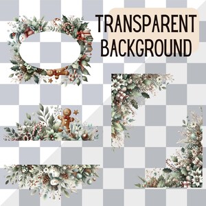 Watercolor Christmas Border Clipart Winter Floral Frame PNG Watercolor ...