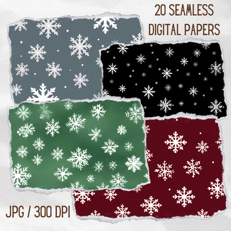 20 Winter Snowflake Digital Pattern Seamless Winter Patterns ...