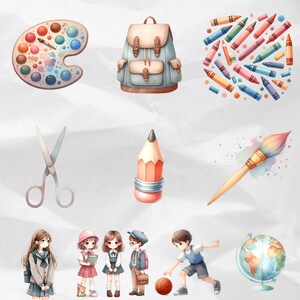 Watercolor Back to School Clipart Bundle School Bus Clipart Teacher ...