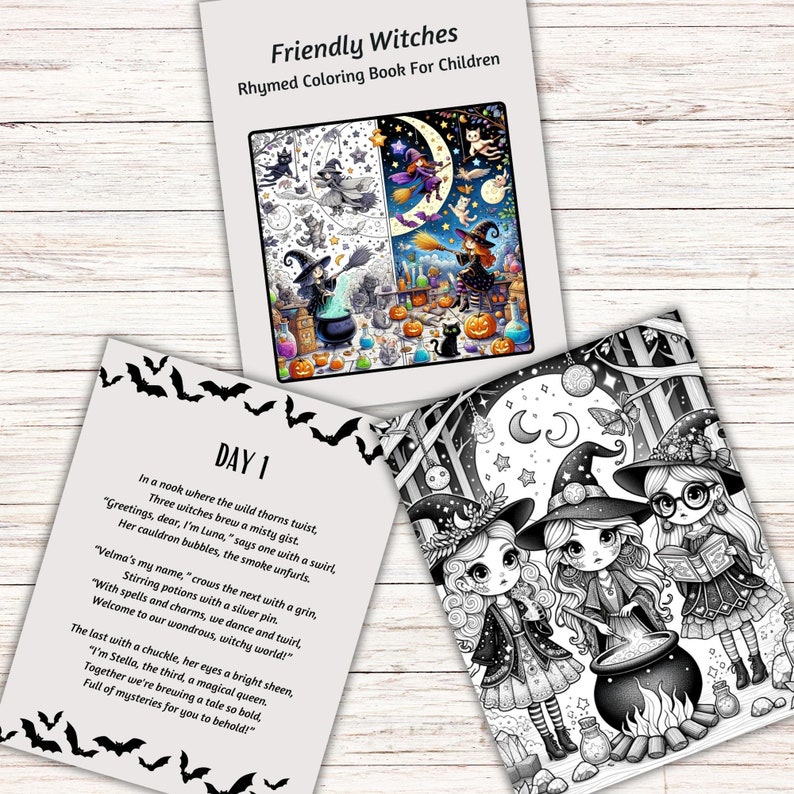 Friendly Witches Rhymed Coloring Book for Children - Etsy