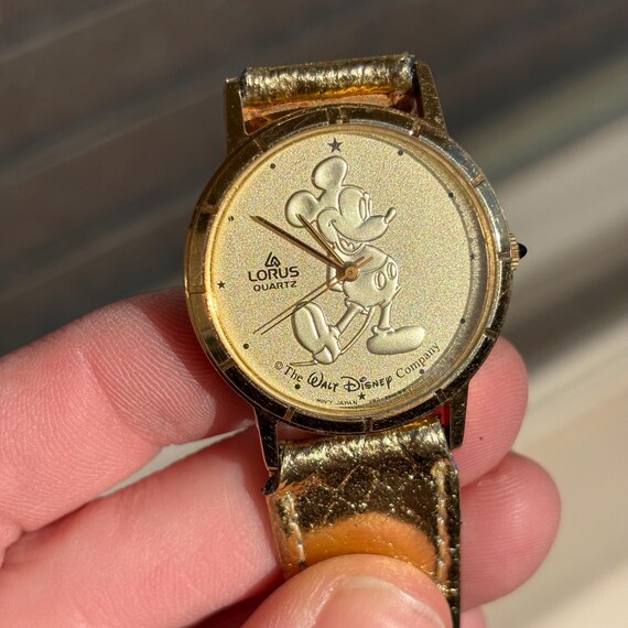 1990s Lorus Mickey Mouse Gold Tone Quartz Watch Disne… - Gem