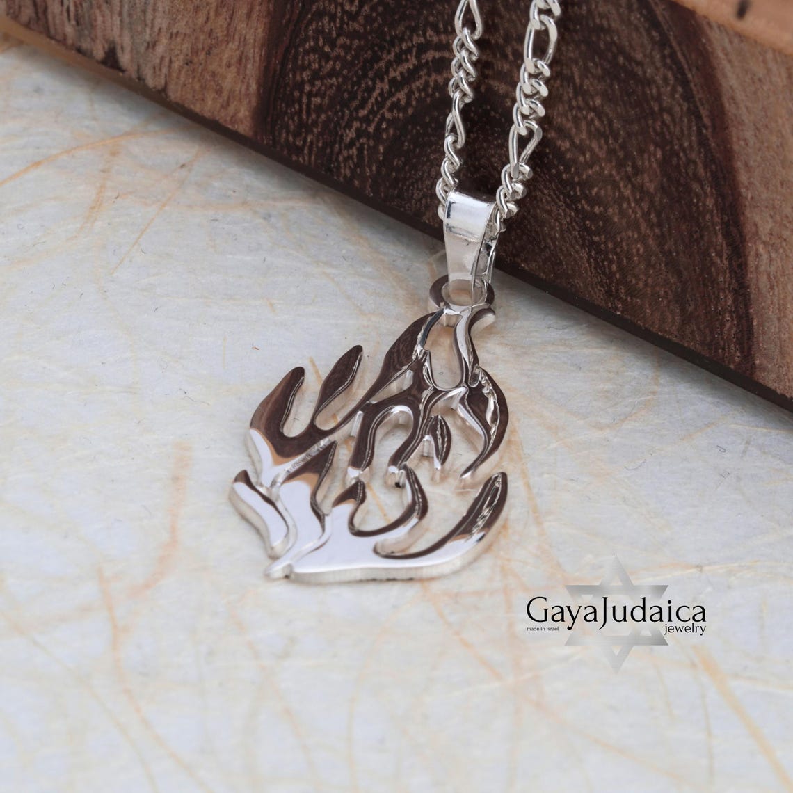 Handmade Hebrew My Fire Necklace Sterling Silver - Israeli Jewelry ...