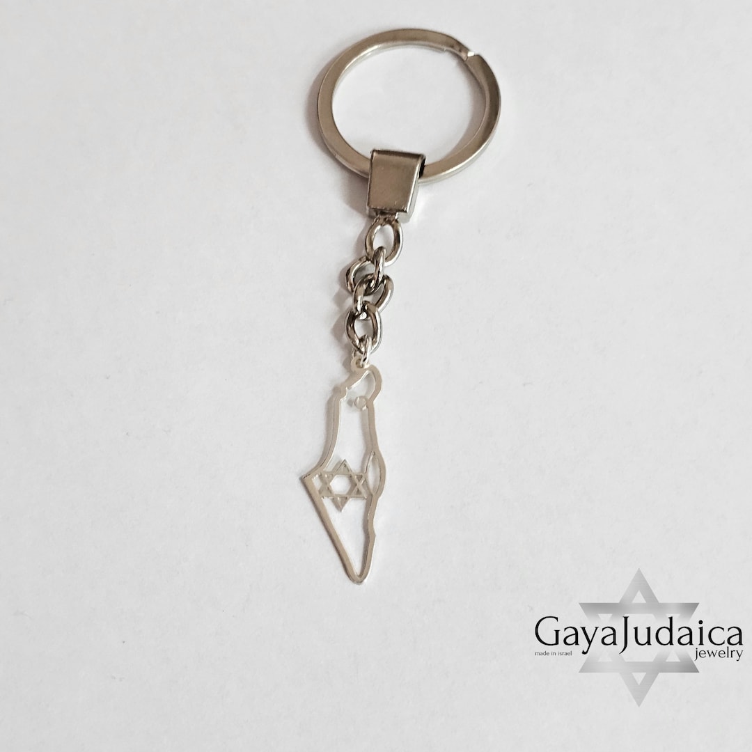 Israeli-made Hebrew Israel Map Keychain 925 Sterling Silver Pendant ...