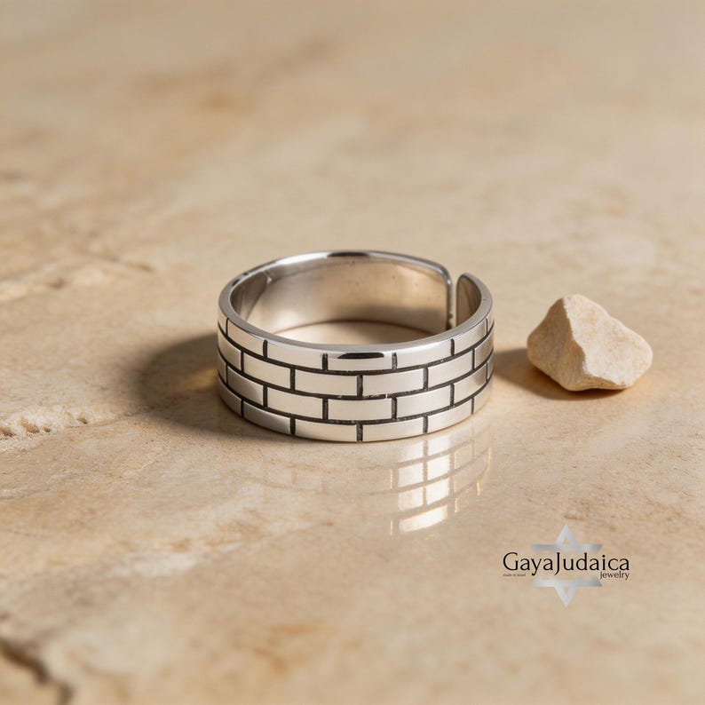 Personalized Hebrew Name Open Ring: Sterling Silver Jerusalem Wall ...