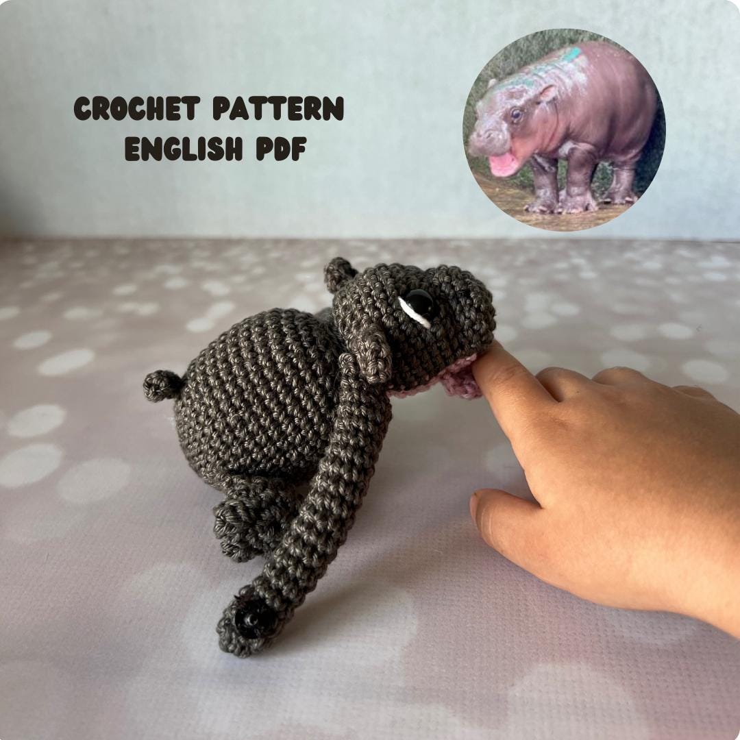 CROCHET PDF PATTERN- Angry Biting Baby Hippo Moodeng Bag Charm Pattern ...