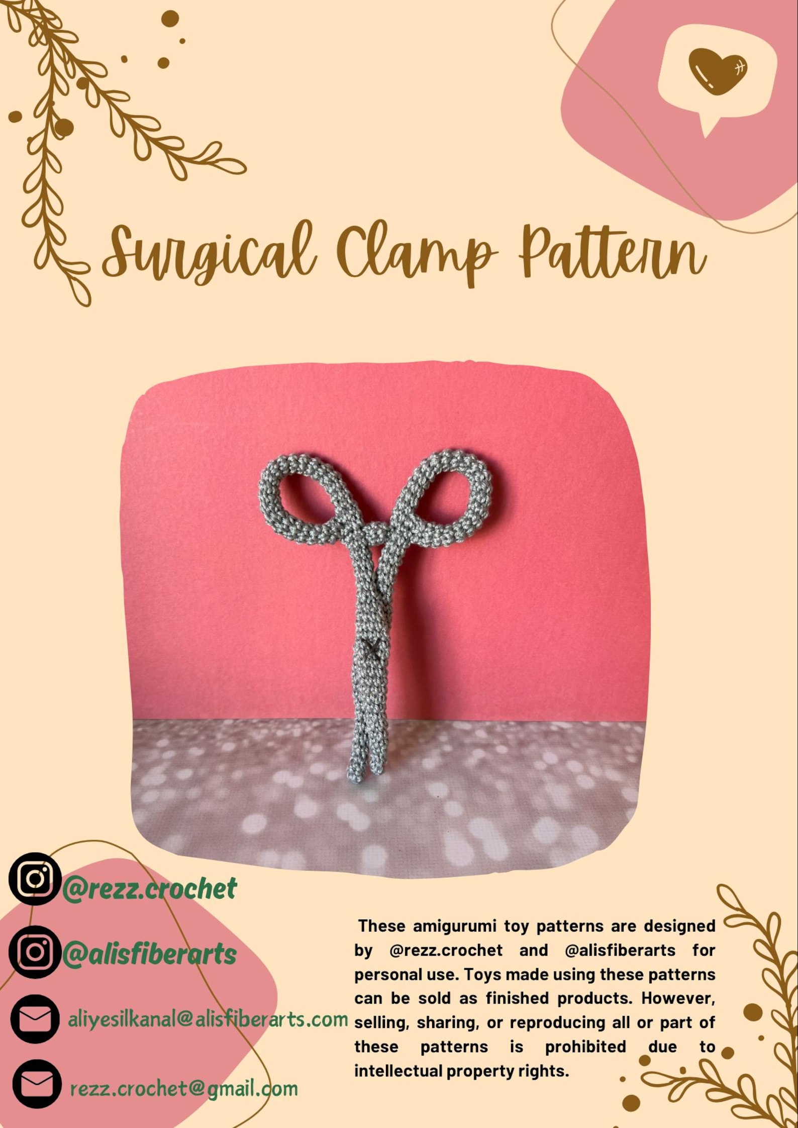 CROCHET PDF PATTERN: Surgical Clamp Amigurumi Pretend Toy by @rezz ...