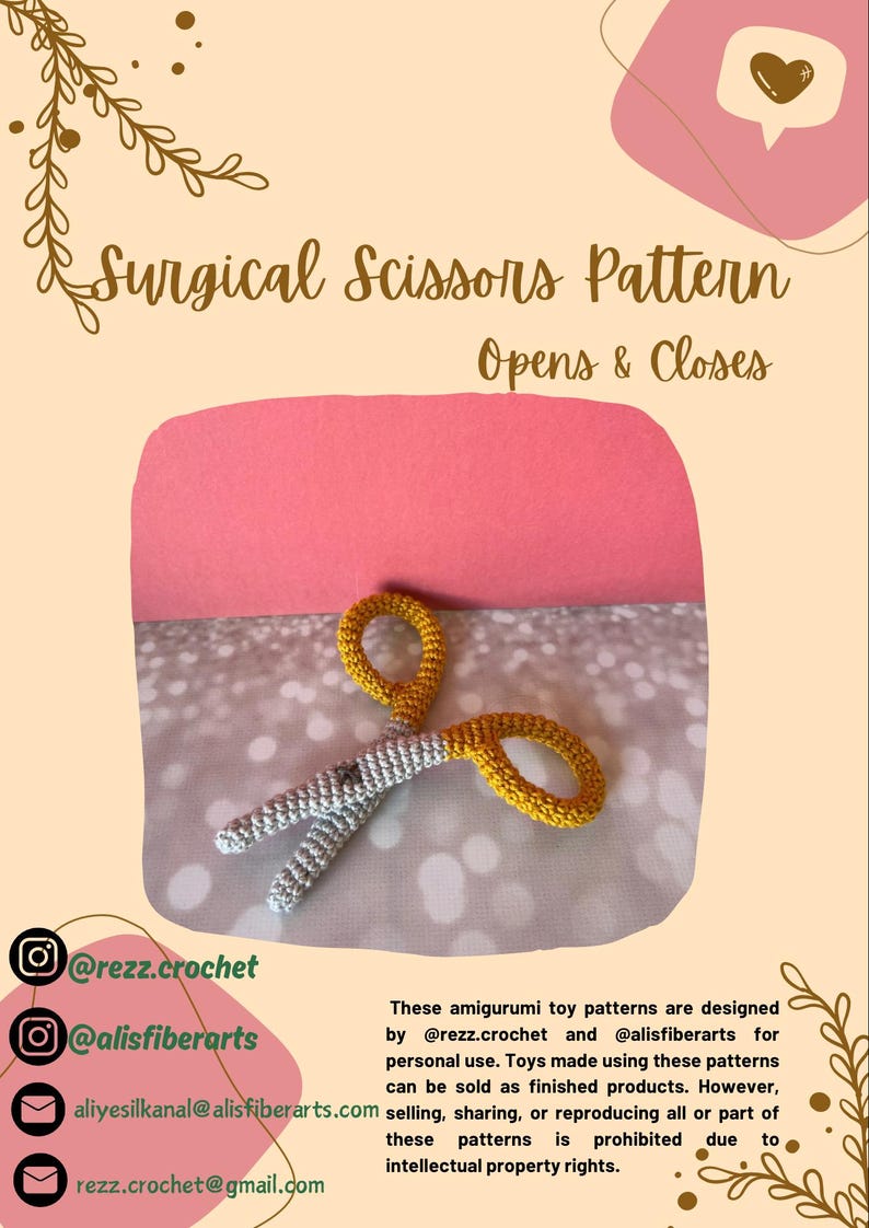CROCHET PDF PATTERN: Surgical Scissors Amigurumi Tool Pretend Toy by ...