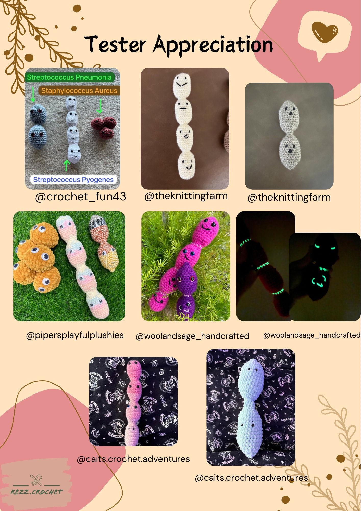 CROCHET PDF PATTERN Eng File: Streptococcus Pyogenes & Streptococcus ...