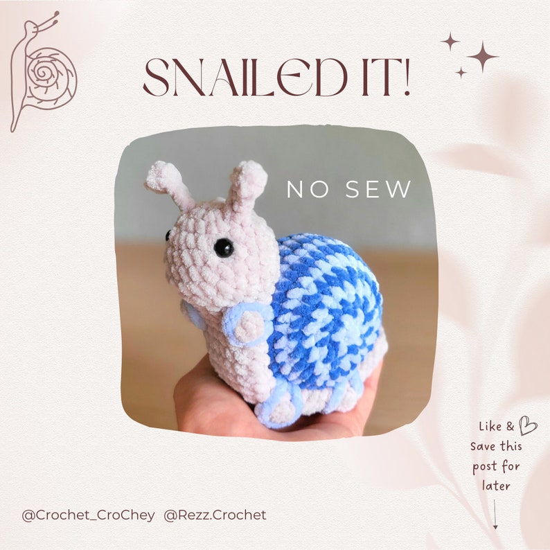 Snailed-it NO-SEW Amigurumi Snail PDF Pattern With a Removable Shell as ...