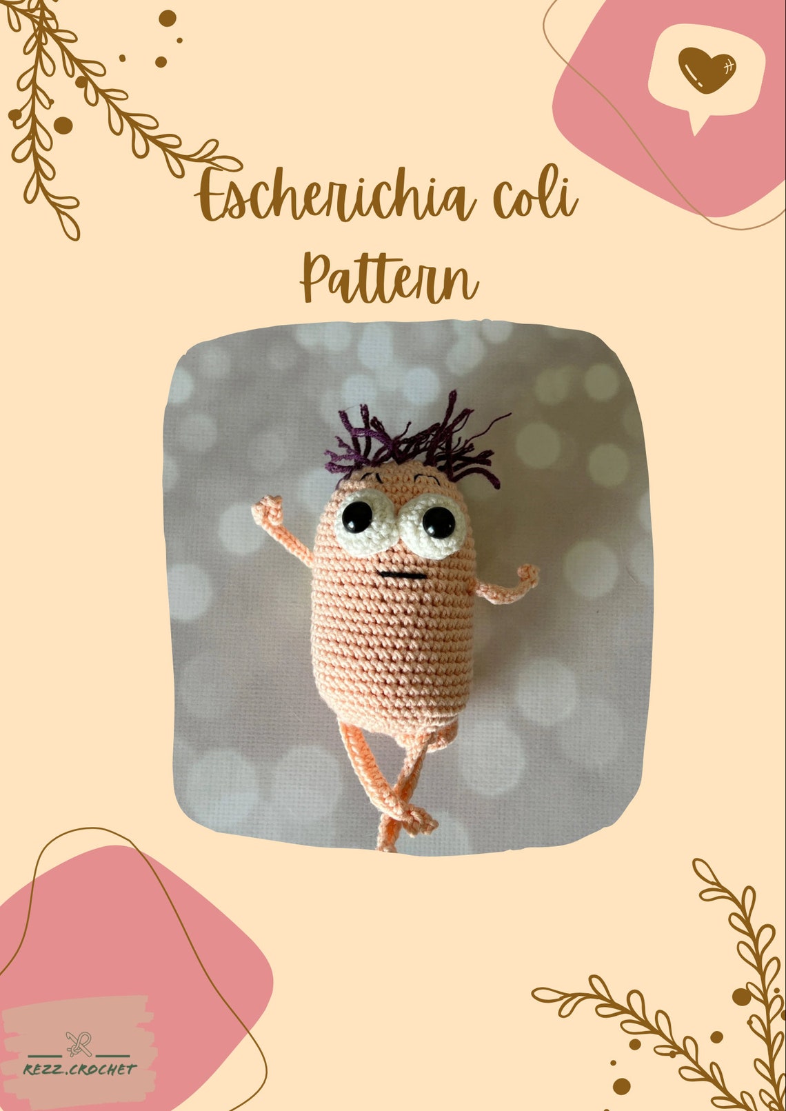 CROCHET PDF PATTERN: E.coli Amigurumi Crochet Microbe Toy by @rezz ...
