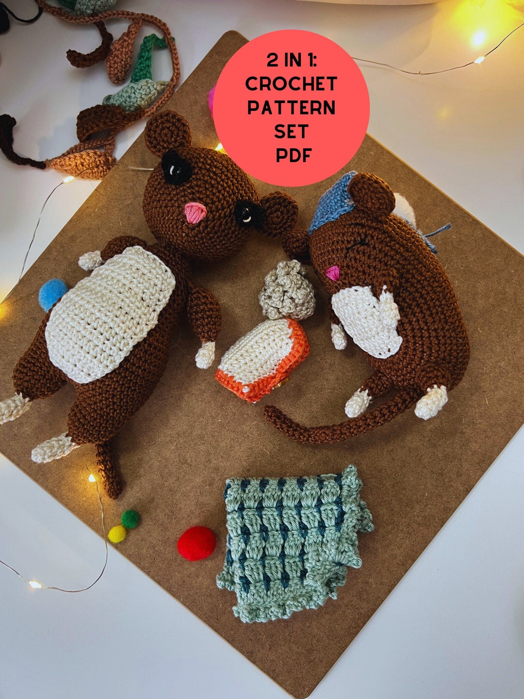 2 in 1: Crochet PATTERN- Danny and Dreamy Dormouses Amigurumi Toy ...