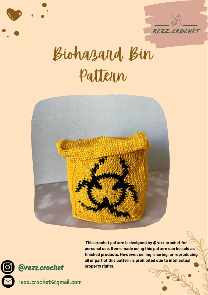CROCHET PDF PATTERN: Biohazard Bin Pattern by @rezz.crochet- Fiber Art ...