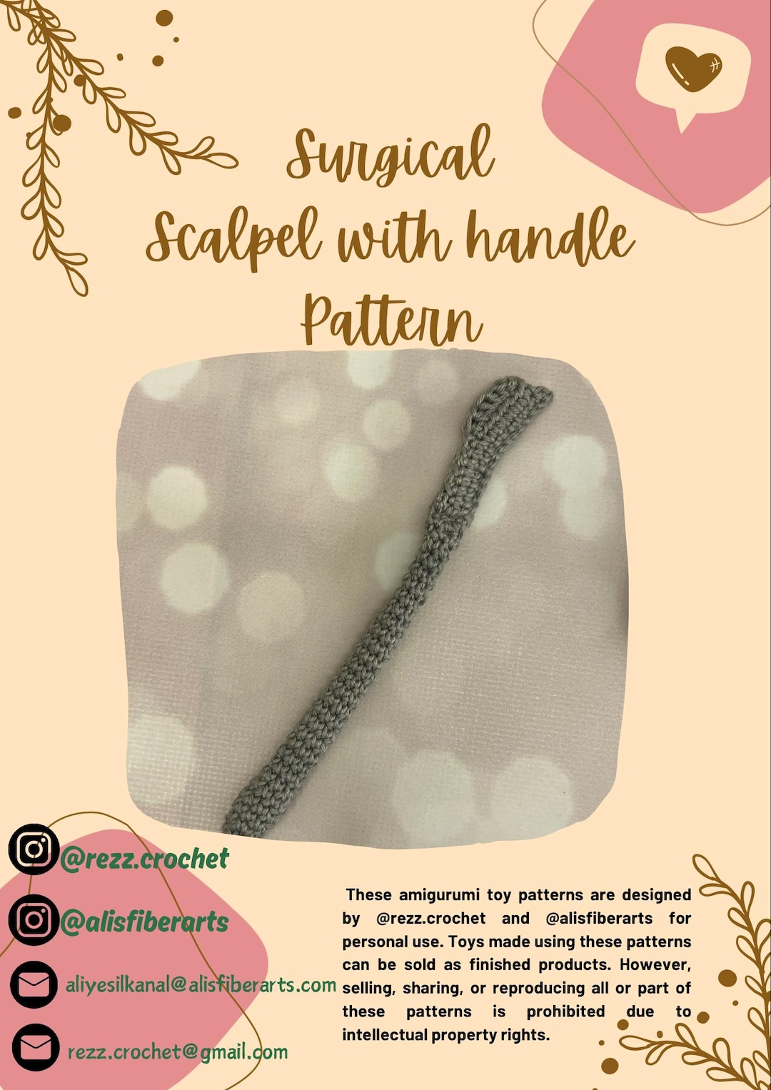 CROCHET PDF PATTERN: Surgical Scalpel With Handle Amigurumi Tool ...