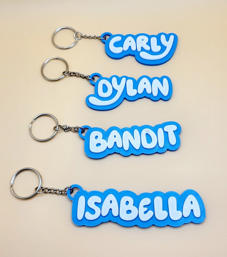Bluey Inspired Nametag Keychain - Diaper Bag Keyring | Personalized ...