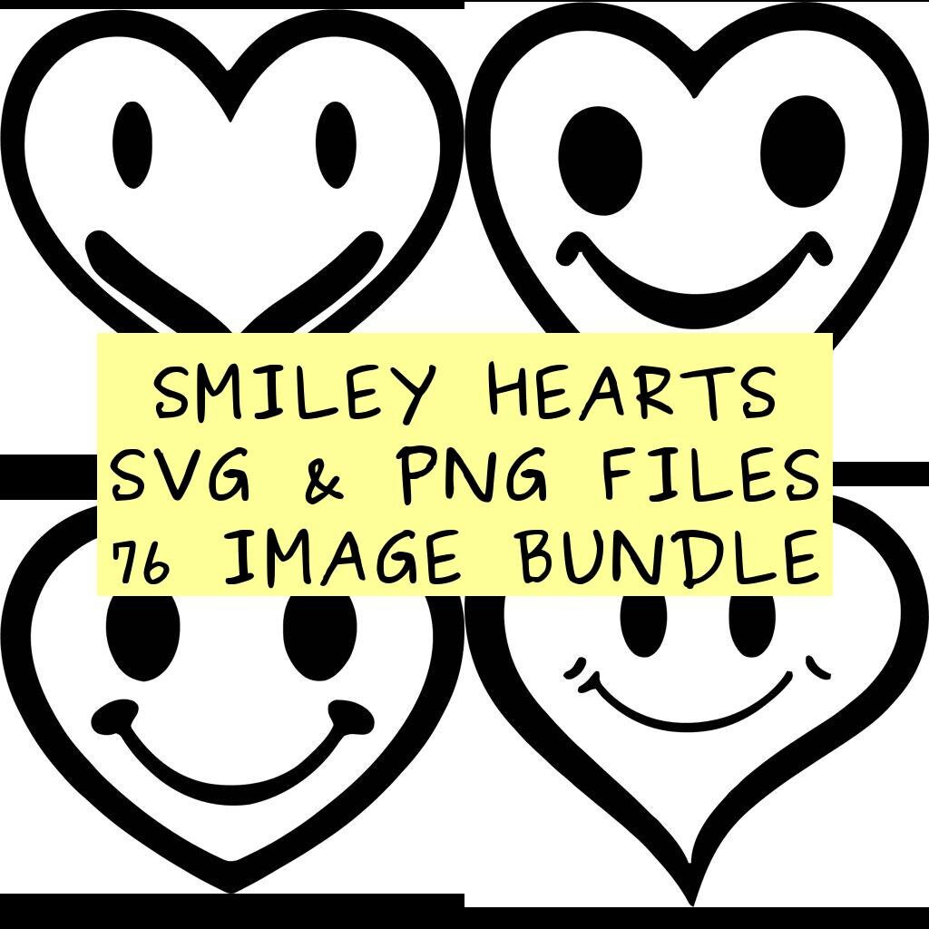 76 Smiley Heart SVG Bundle Smiley SVG Valentine Clipart Smiley Face ...