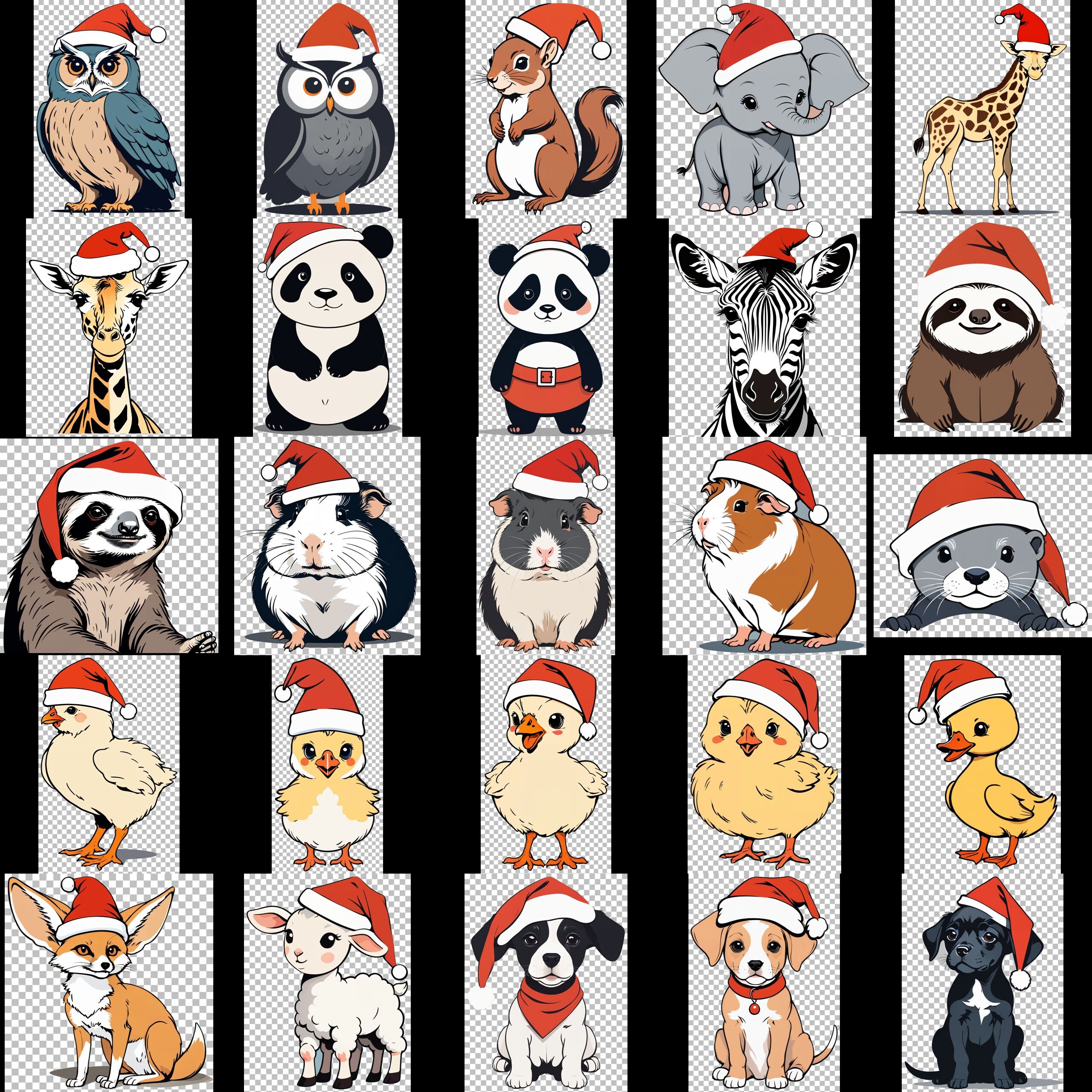 125 Cute Animals Clipart Santa PNG Files Christmas Image - Etsy