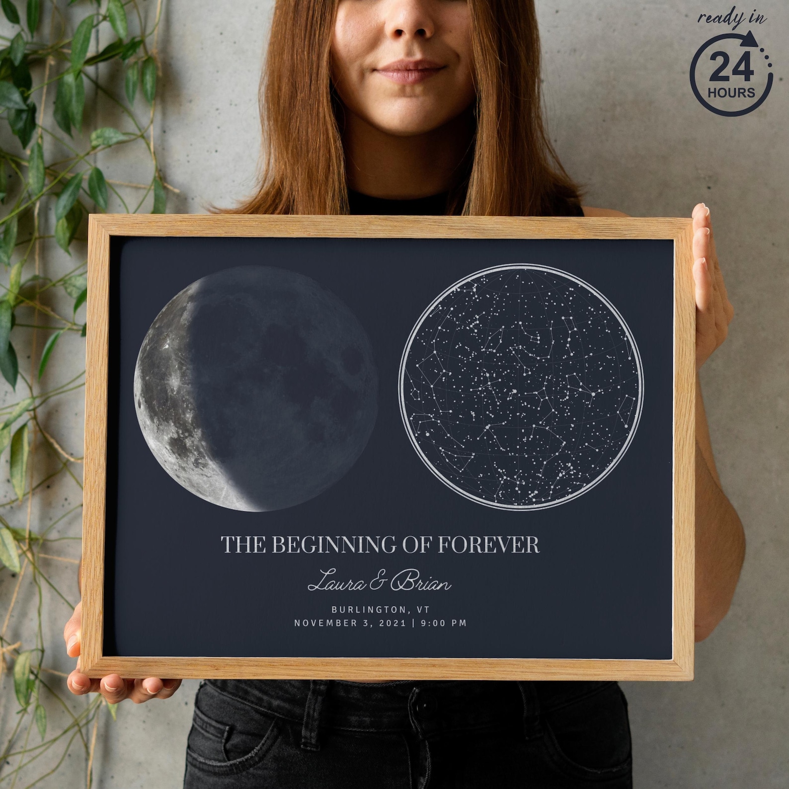 Custom Moon Phase Poster, Star Map Art, Unique Sky Chart, Night Sky ...